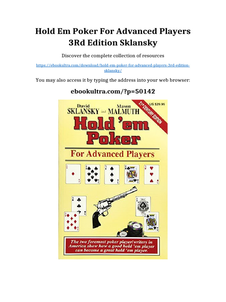 Hold em Poker For Advanced Players 3rd Edition Sklansky available full ...
