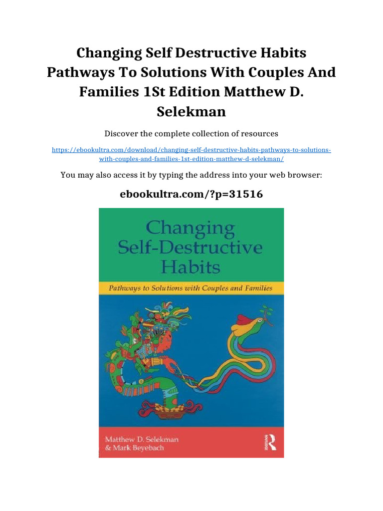 Changing Self Destructive Habits Pathways To Solutions With Couples and ...