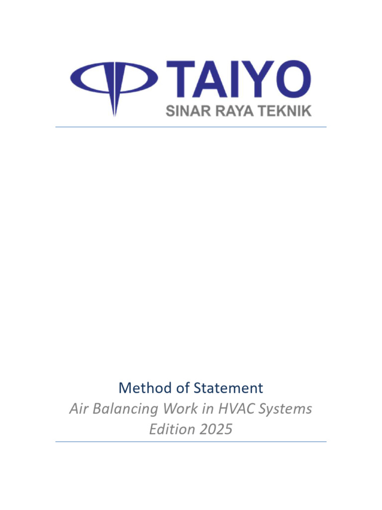 Method of Statement Air Balancing | PDF | Duct (Flow) | Pressure ...