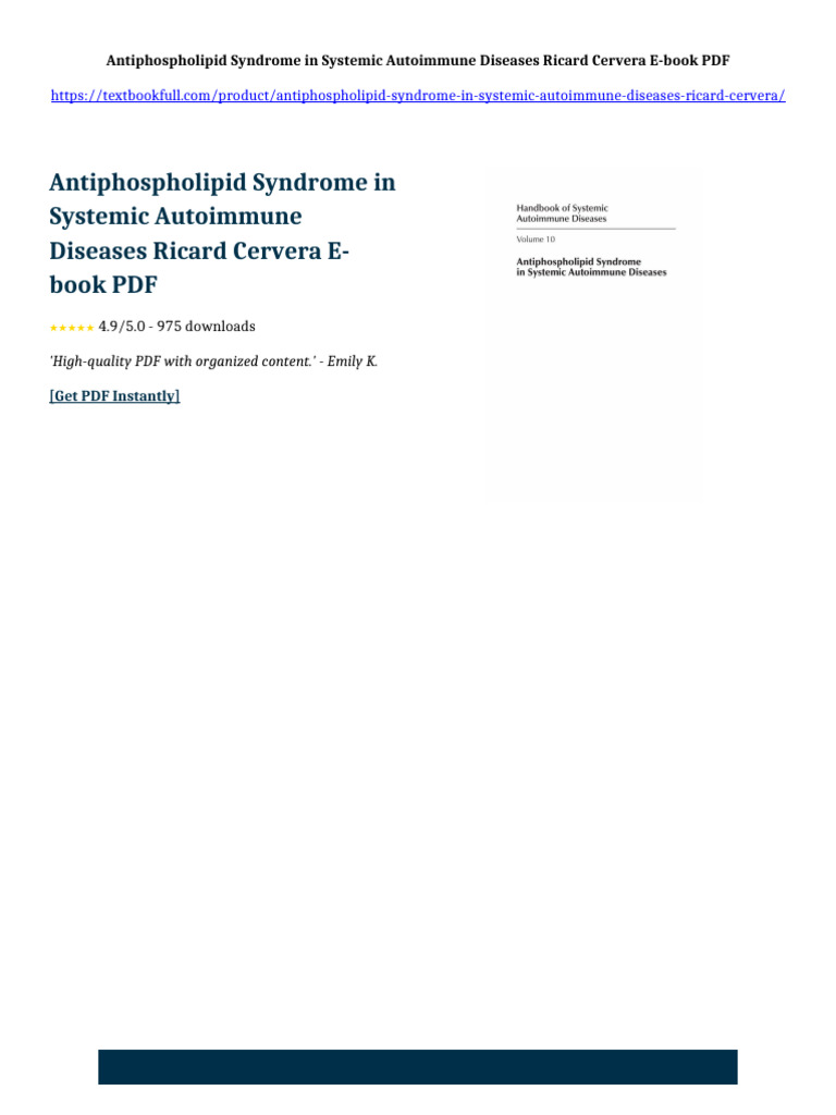 Antiphospholipid Syndrome in Systemic Autoimmune Diseases Ricard ...