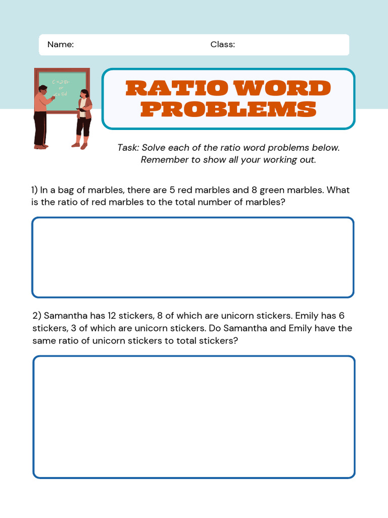 Ratio Word Problems Maths Digital Worksheet | PDF
