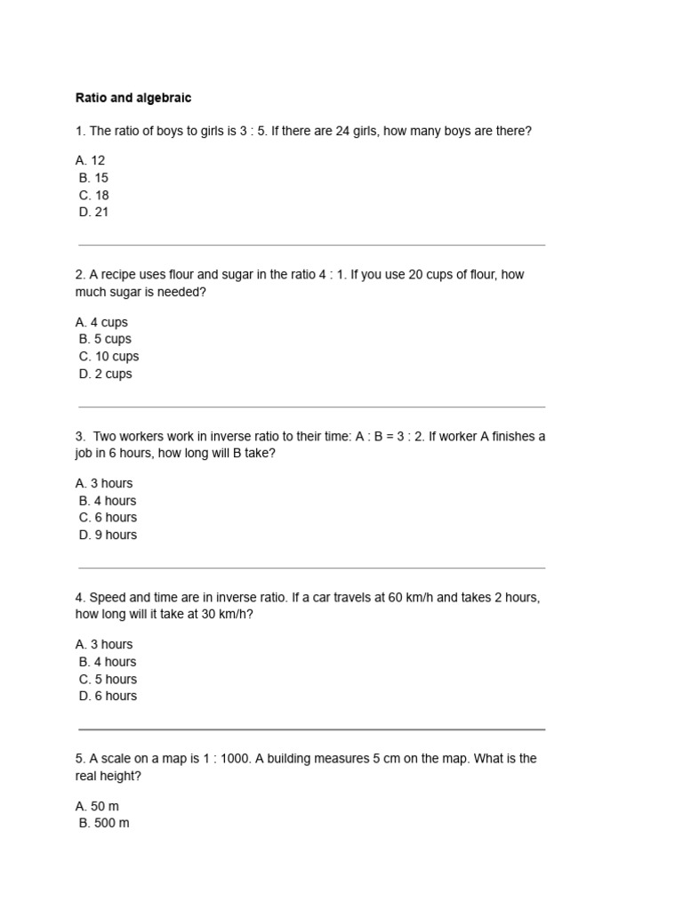 Ratio and Algebraic | PDF