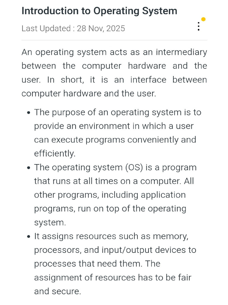 OS Notes (Introduction & Functions of OS) | PDF