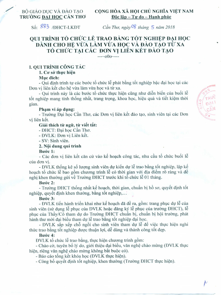 Quy Trinh To Chuc Le Trao Bang Tot Nghiep | PDF