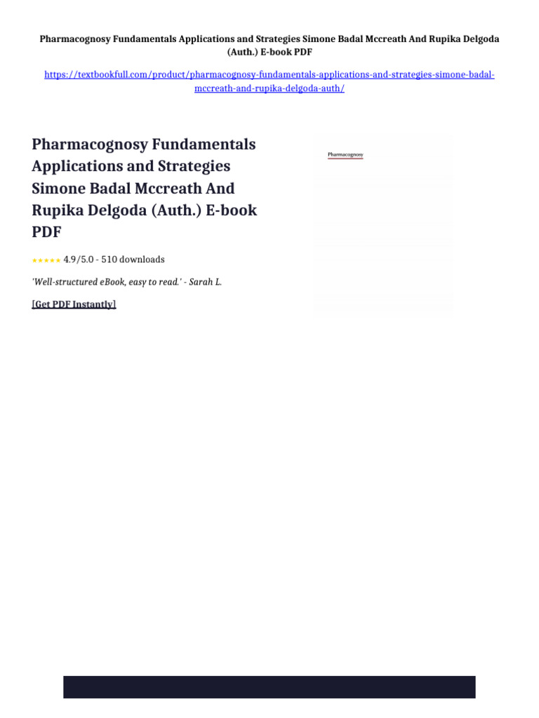 Pharmacognosy Fundamentals Applications and Strategies Simone Badal ...