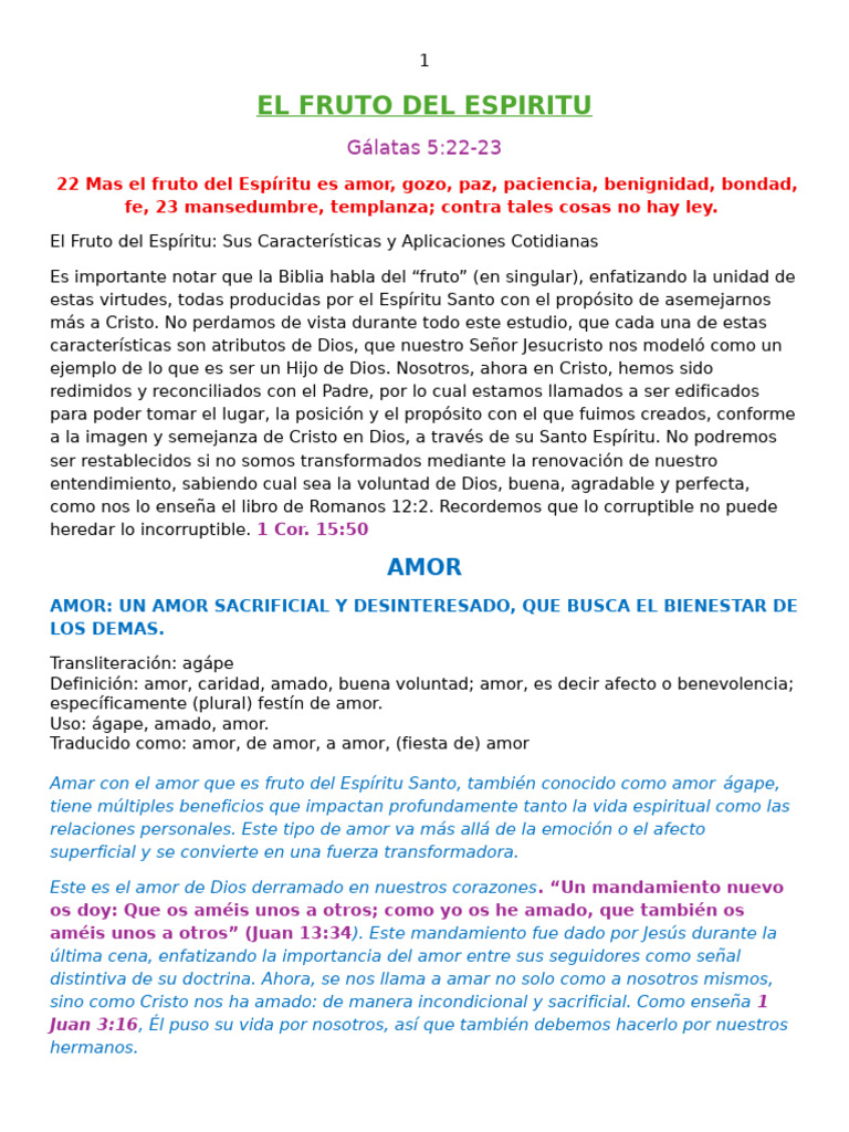 El Amor, Un Componente Del Fruto Del Espíritu Santo | PDF | Amor ...