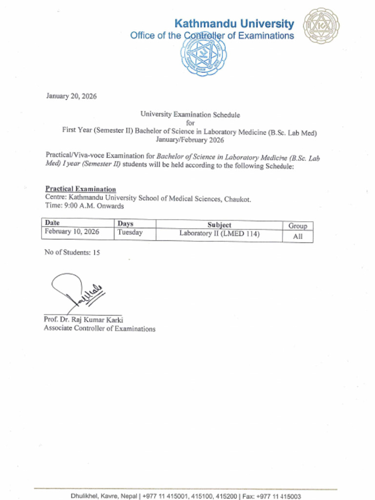 Schedule Notice for B.sc . LabMed I II and B.sc . MIT I I Compartmental ...