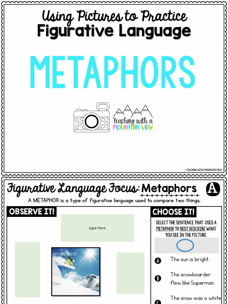 Metaphor - Using Pictures To Practice Figurative Language | PDF