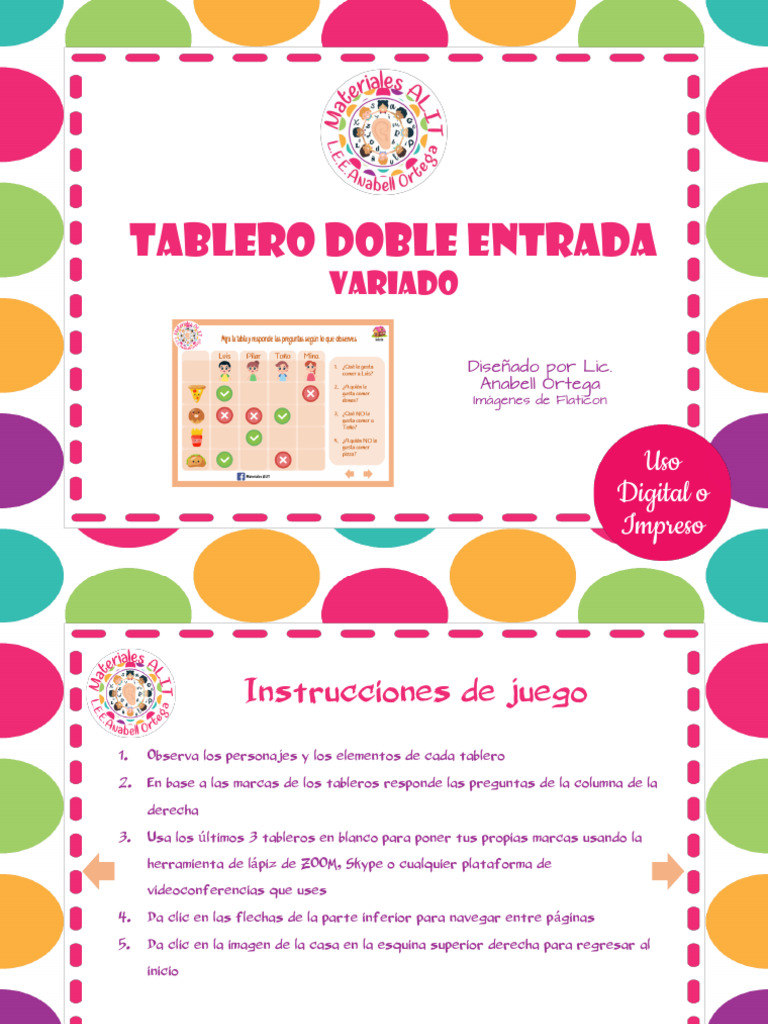 47.1 Tablero Doble Entrada, Variado | PDF