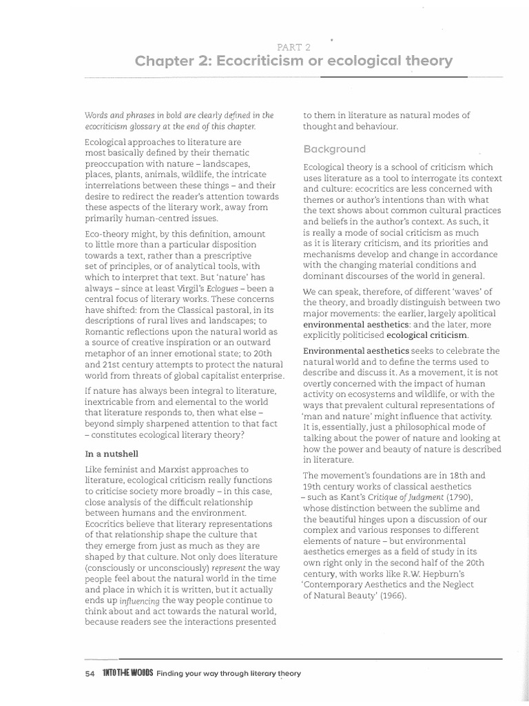 Ecocriticism or Ecological Theory | PDF | Ecocriticism | Aesthetics
