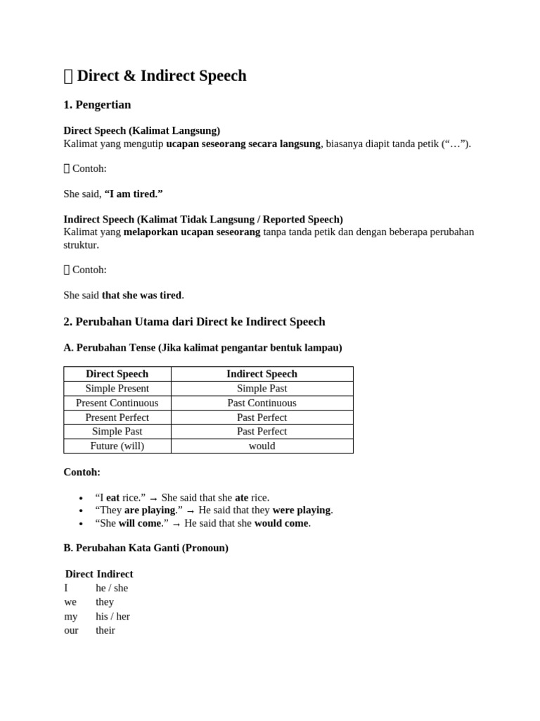 Direct and Indirect Speech | PDF | Linguistics | Interpretation ...
