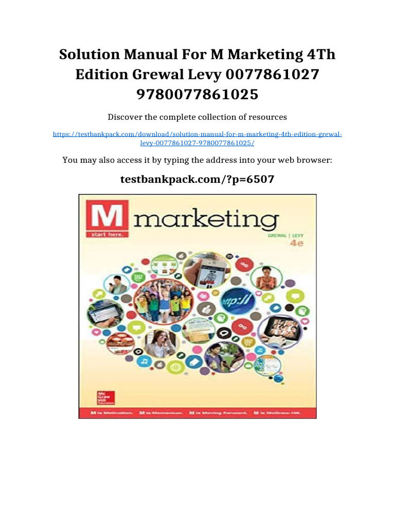 Solution Manual for M Marketing 4th Edition Grewal Levy 0077861027 ...