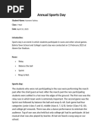 Sports Day Highlights and Report | PDF | Essays | Sports