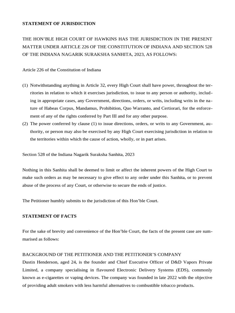 Petitioner | PDF | Electronic Cigarette | Writ