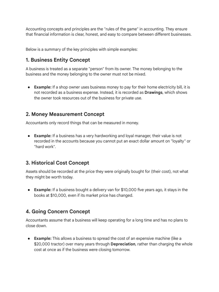 Accounting Concepts and Principles | PDF | Debits And Credits | Money