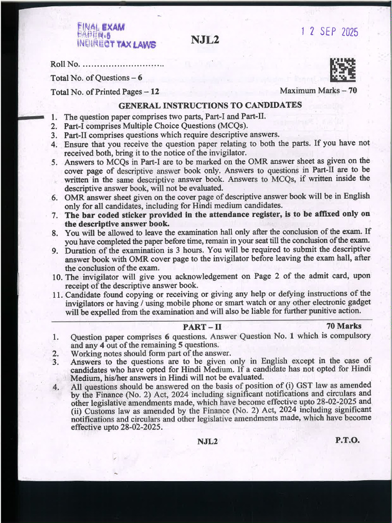 IDT Question Paper | PDF