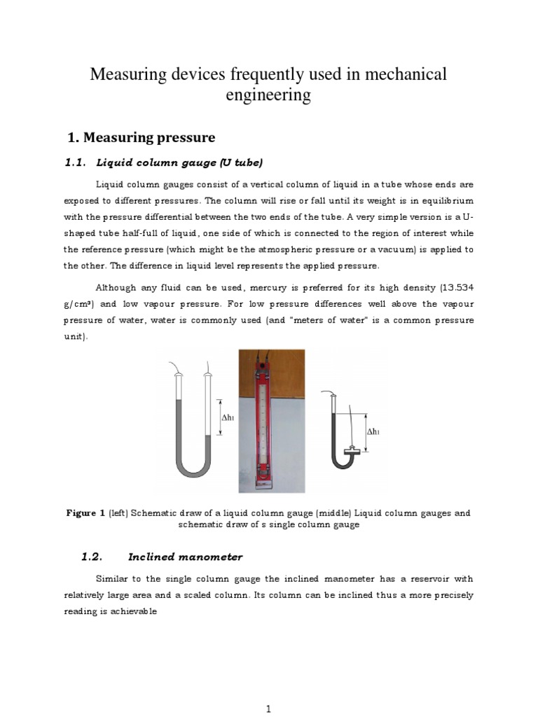 Mechanical Engineering Measurement Devices | PDF | Teaching Methods ...