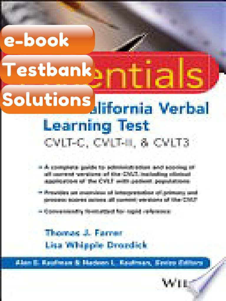 Testbank Essentials of The California Verbal Learning Test Download ...