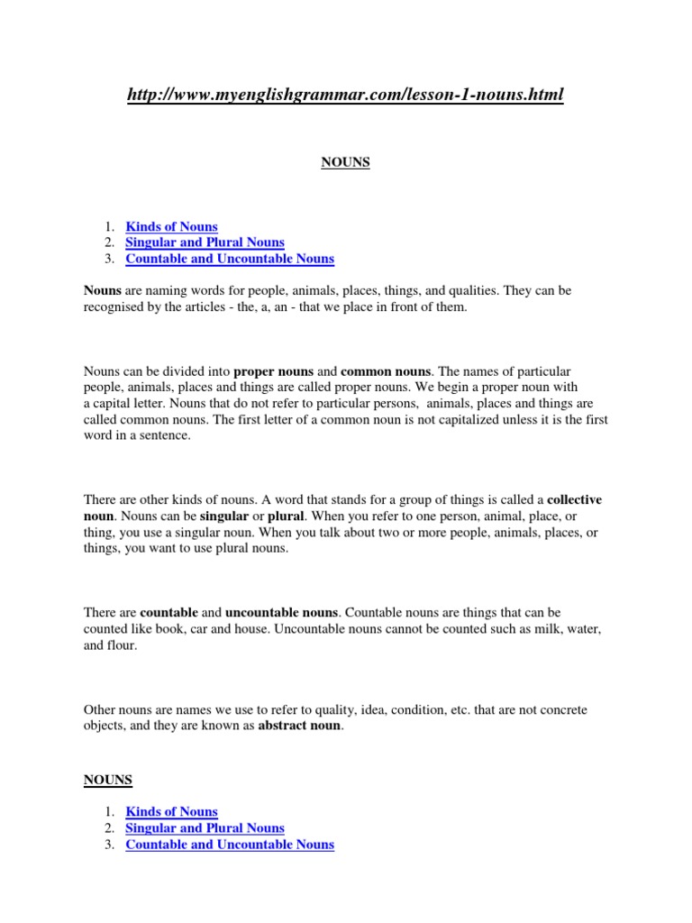 Nouns | PDF | Noun | Grammatical Number