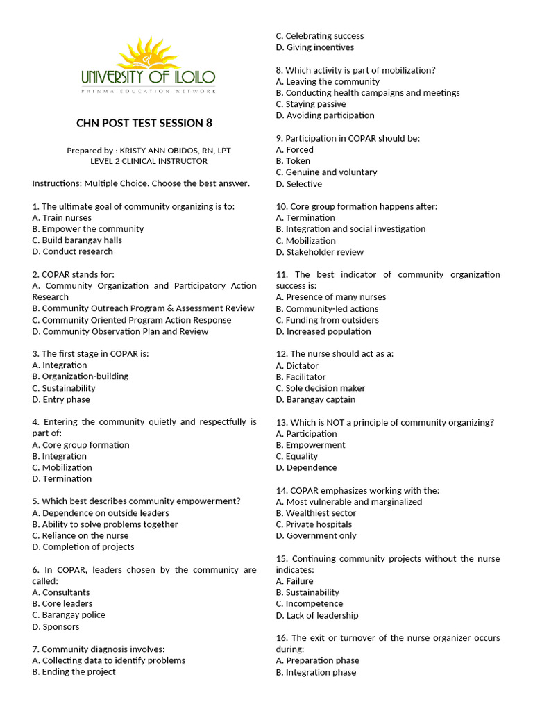 Students Copy Chn Post Test Session 8 1 | PDF