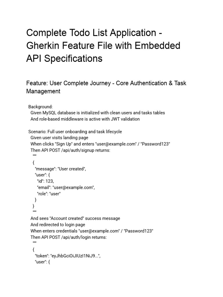 Complete Todo List Application API Specifications | PDF | Information ...