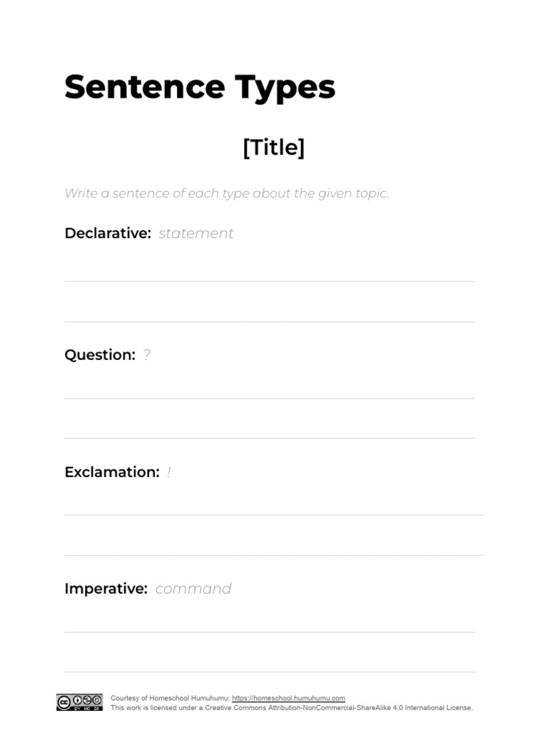 Sentence Types Template | PDF