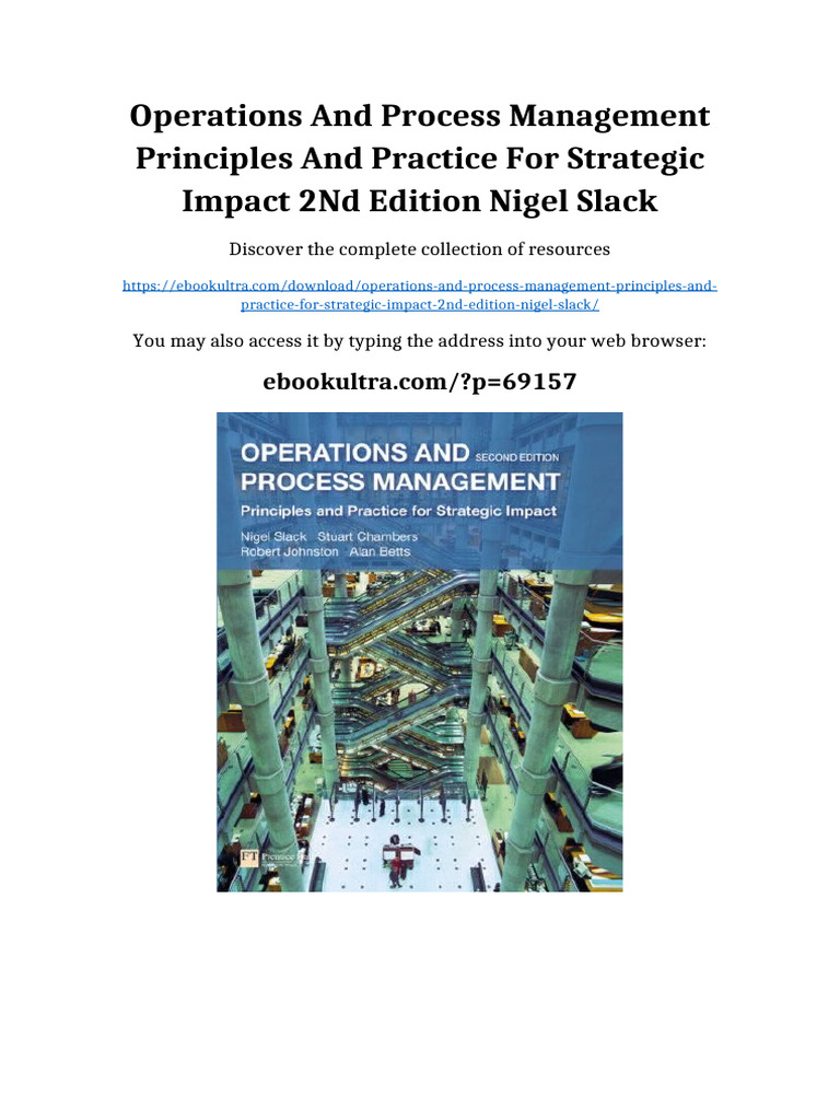 Operations and Process Management Principles and Practice For Strategic ...