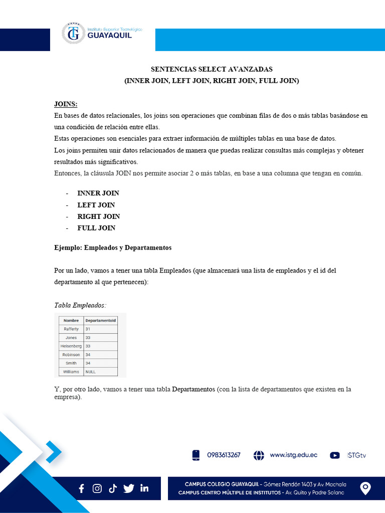 Select Avanzadas Inner-Right-Left-Full Join Part 1 | PDF | Bases de ...