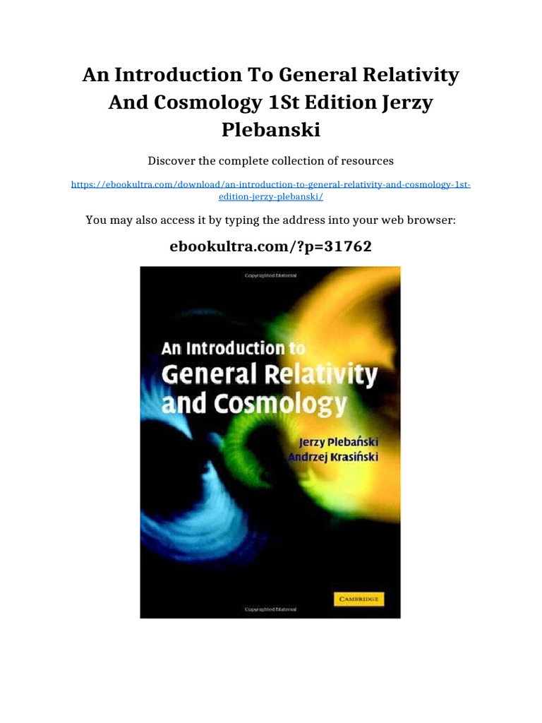 An Introduction To General Relativity and Cosmology 1st Edition Jerzy ...