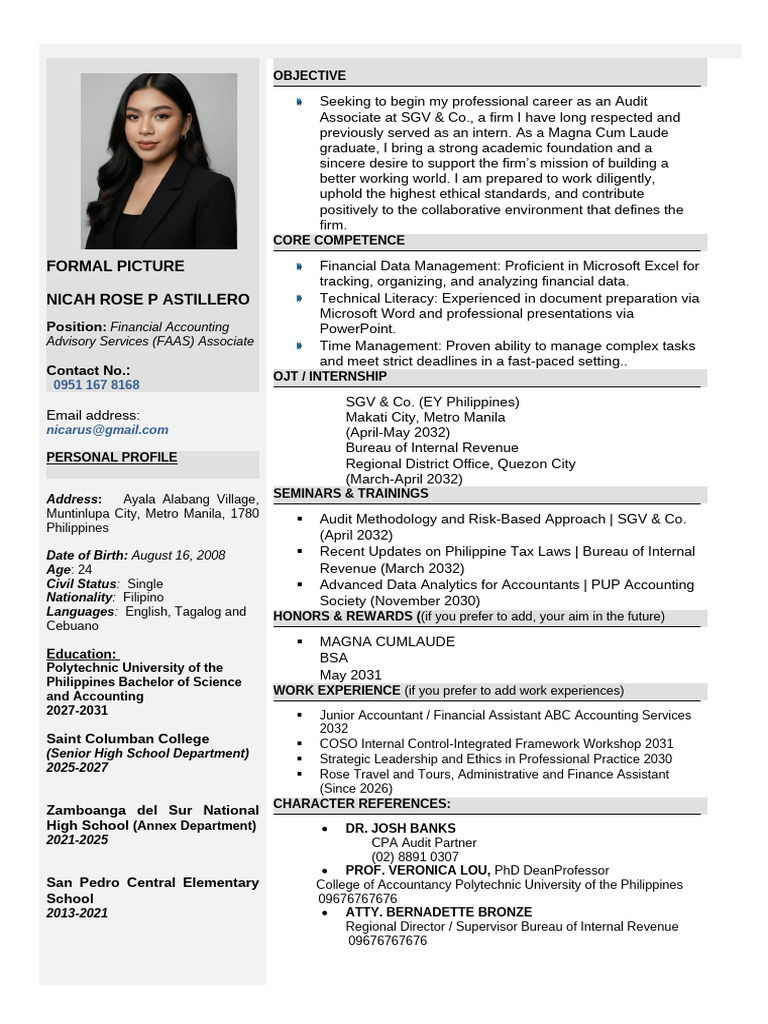 Resume Format (1) | PDF | Metro Manila | Philippines