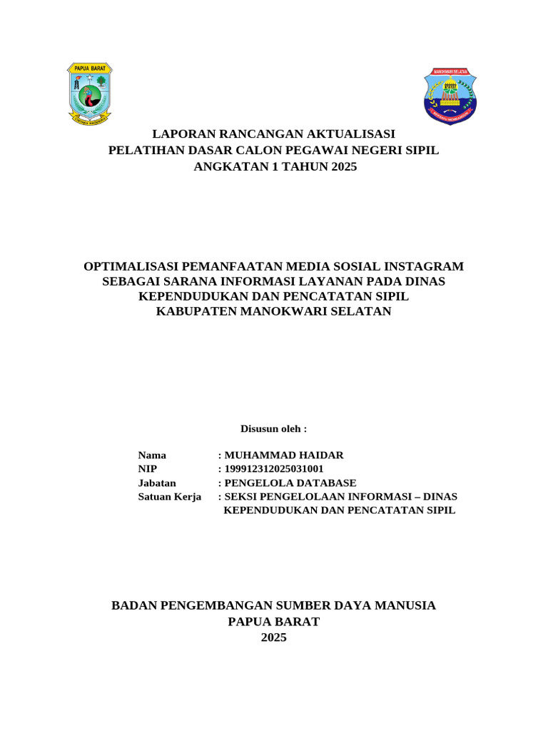 Dennny P Mnummes Rancangan Aktualisasi Muhammad Haidar | PDF