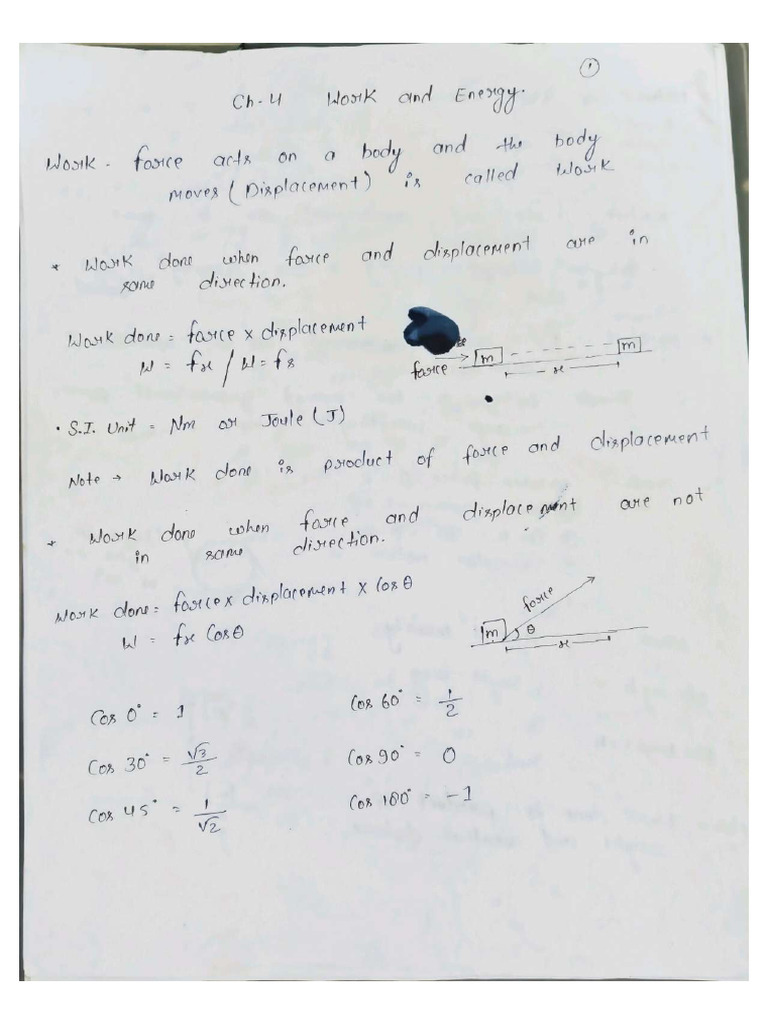 Ch-4 Work and Energy Class 9th | PDF