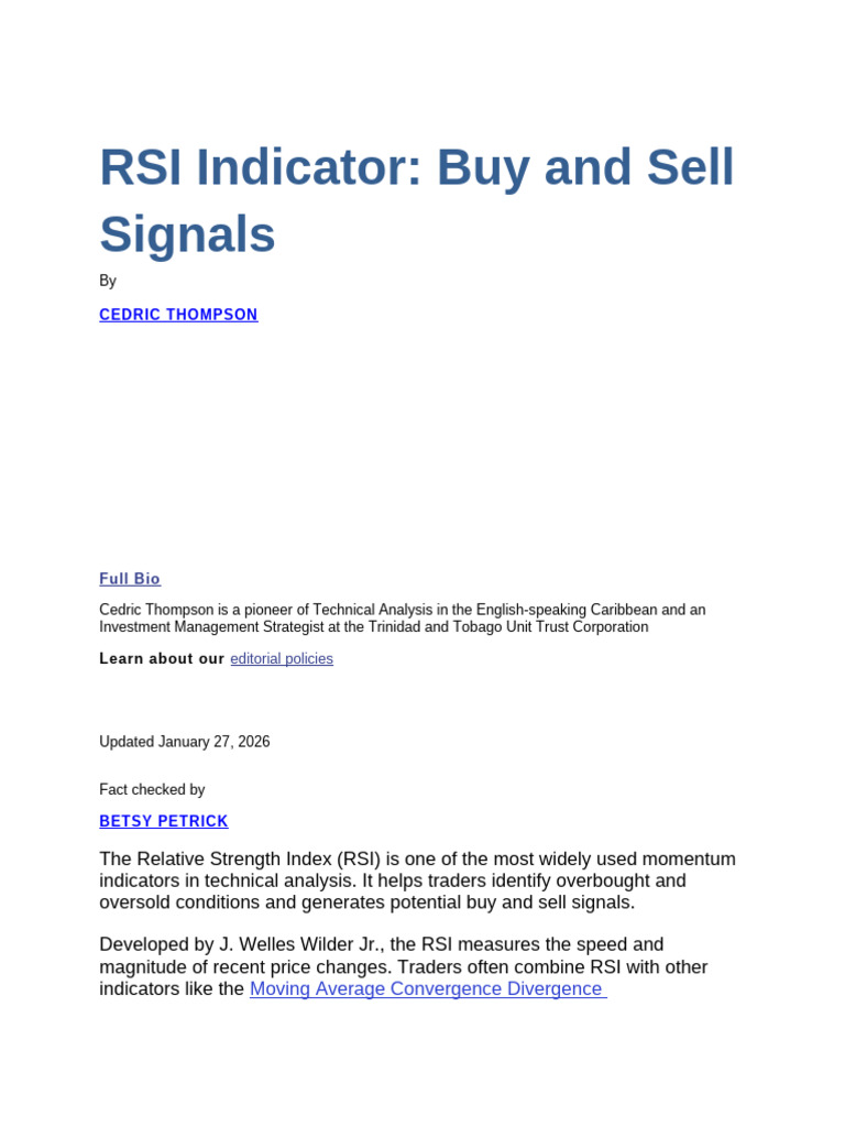 Rsi | PDF | Financial Markets | Investing