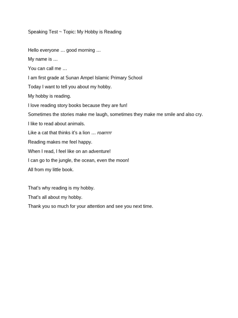 Speaking Test Script | PDF