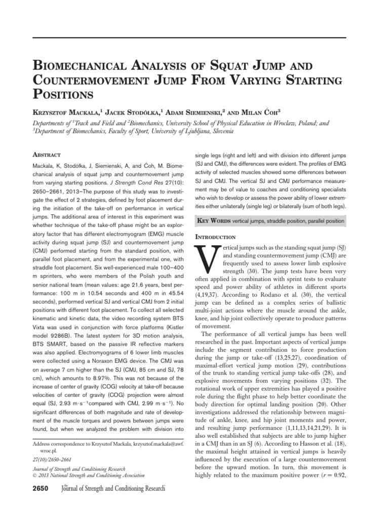 Biomechanical Analysis of Squat Jump And.3 | PDF | Electromyography ...
