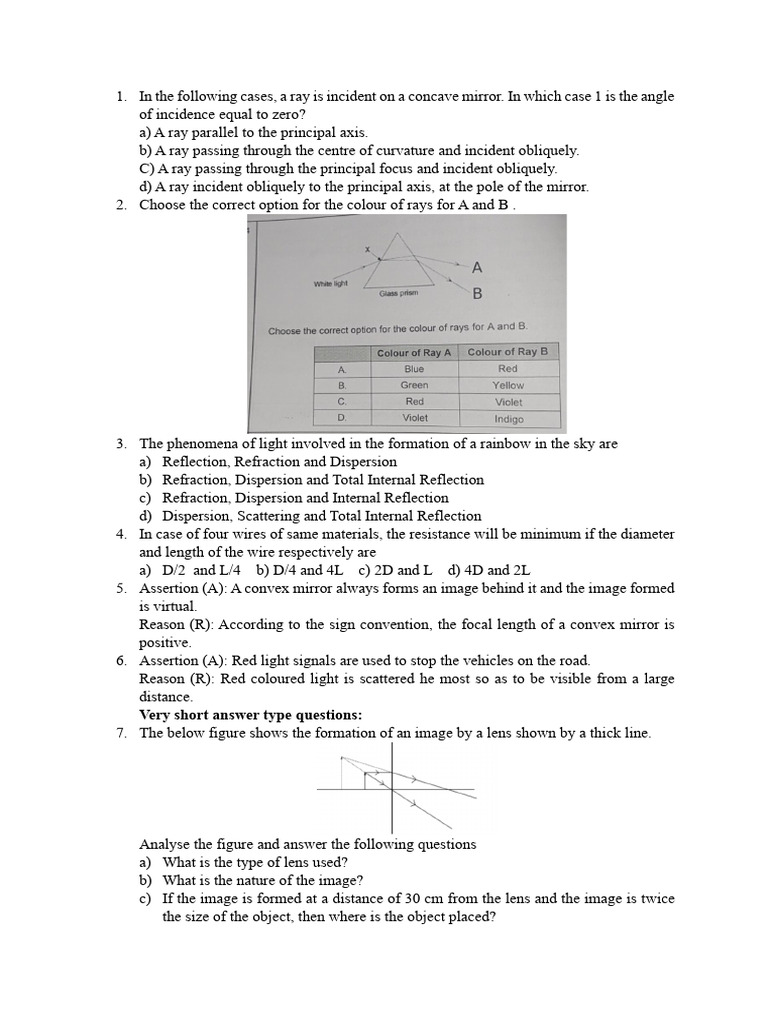 Test ser-1 | PDF | Mirror | Optics