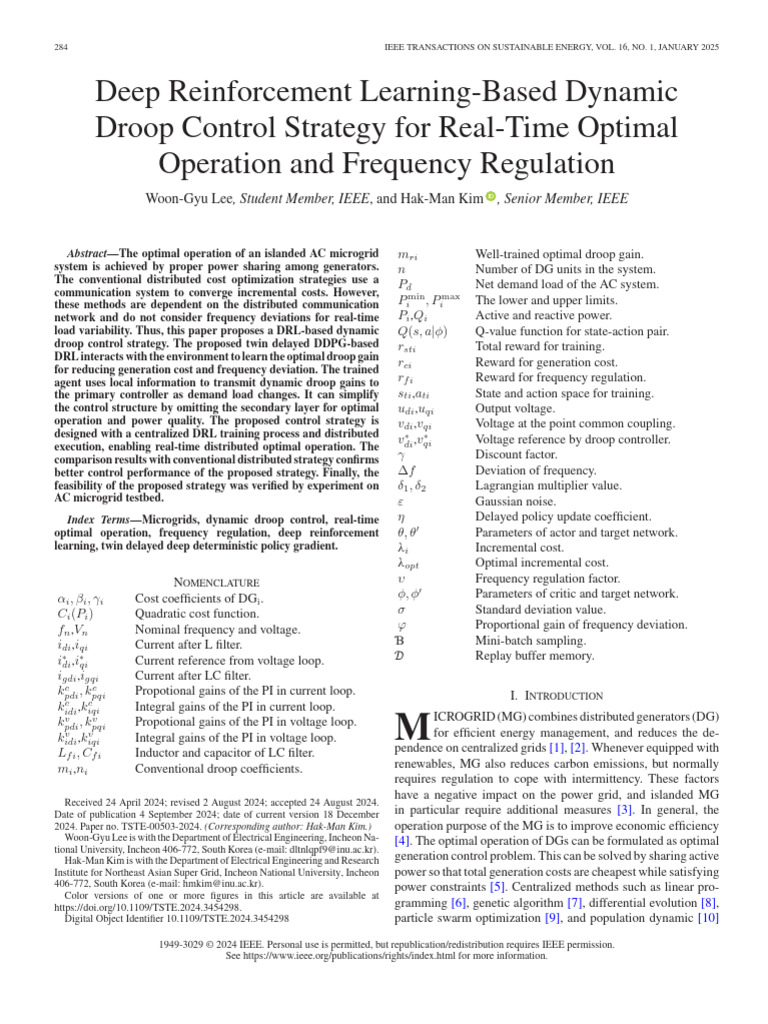Deep Reinforcement Learning-Based Dynamic Droop Control Strategy For ...