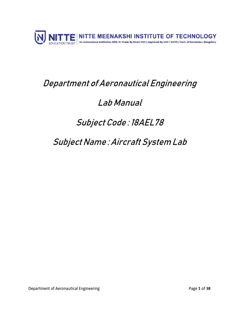 Aircraft System Lab Manual | PDF | Brake | Horsepower