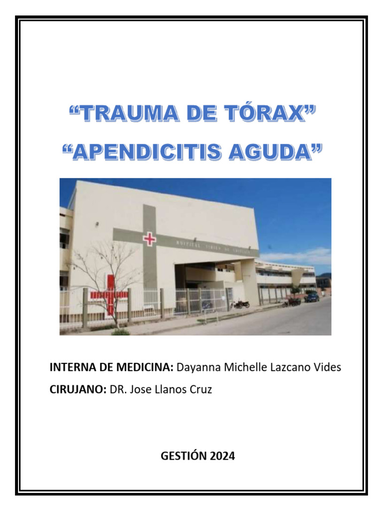 Trauma de Tórax y Apendicitis | PDF | Tórax | Enfermedades y trastornos
