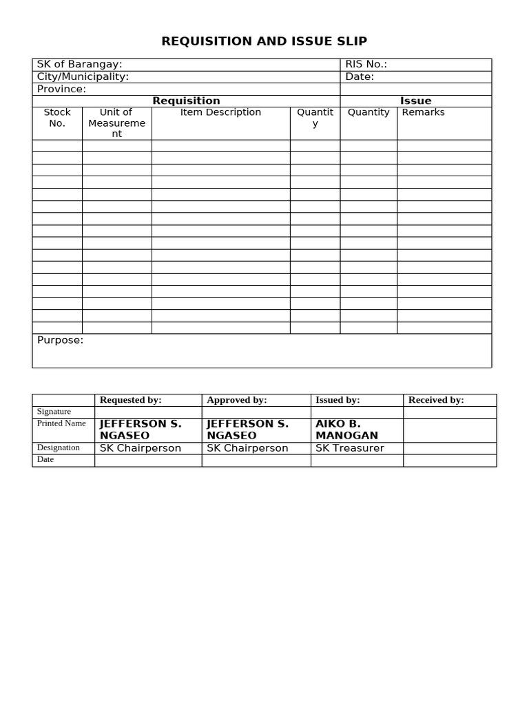 Requisition and Issue Slip 2026 | PDF