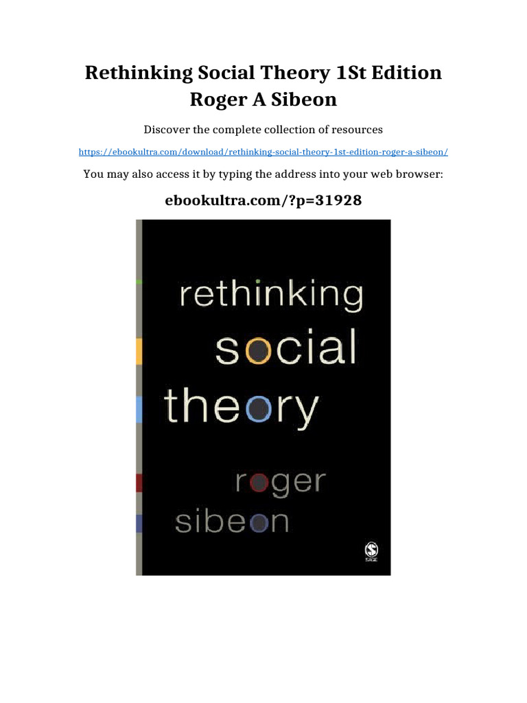 Rethinking Social Theory 1st Edition Roger A Sibeon Digital Download ...
