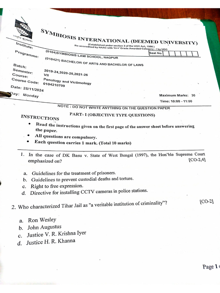 Exam Paper 15 Penology and Victimology | PDF