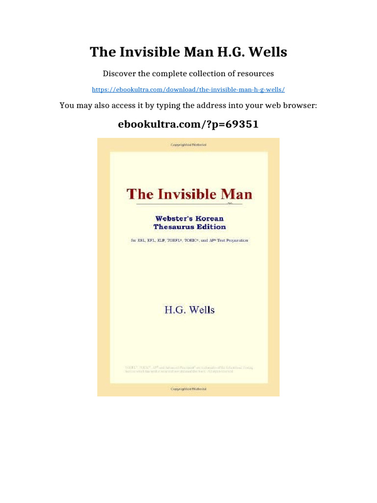 The Invisible Man H.G. Wells Full Chapters Included | PDF ...