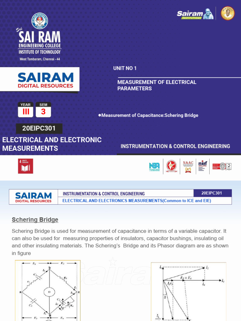 1.5 Measurement of Capacitance - Schering Bridge | PDF | Capacitance ...