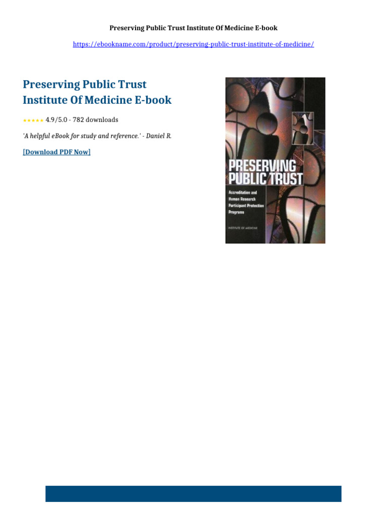 Preserving Public Trust Institute Of Medicine ebook testbank solutions ...