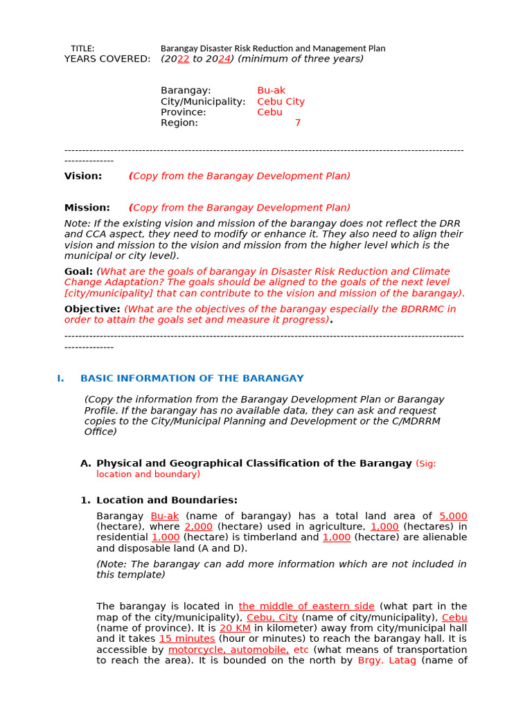QAS Coaches Training II Module 3 S3.3 BDRRM Plan Template English ...