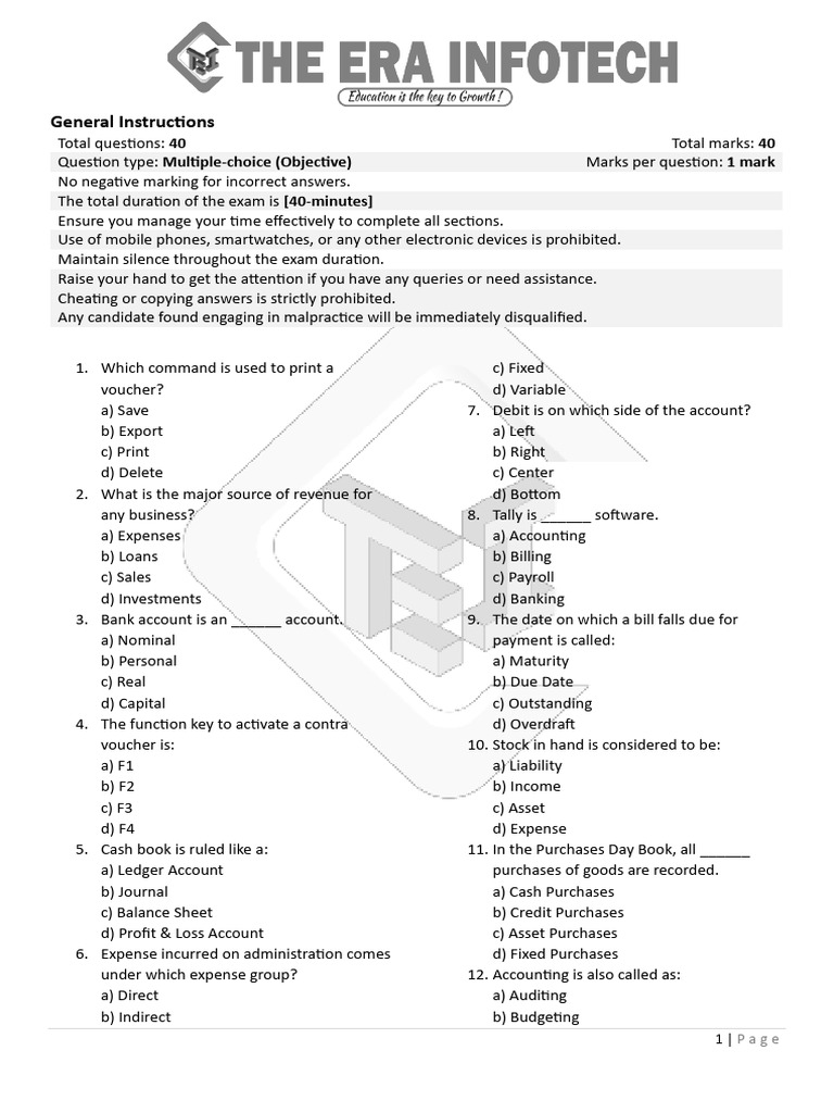 Tally Exam Questions Only | PDF | Debits And Credits | Expense