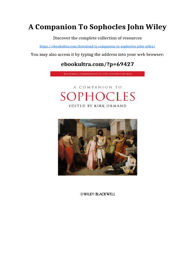 A companion to Sophocles John Wiley all chapters available | PDF ...