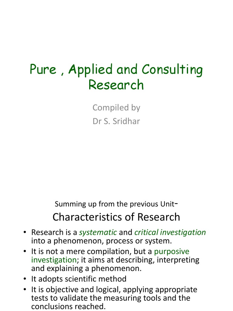 Pure and Applied Research Overview | PDF | Scientific Method | Inquiry