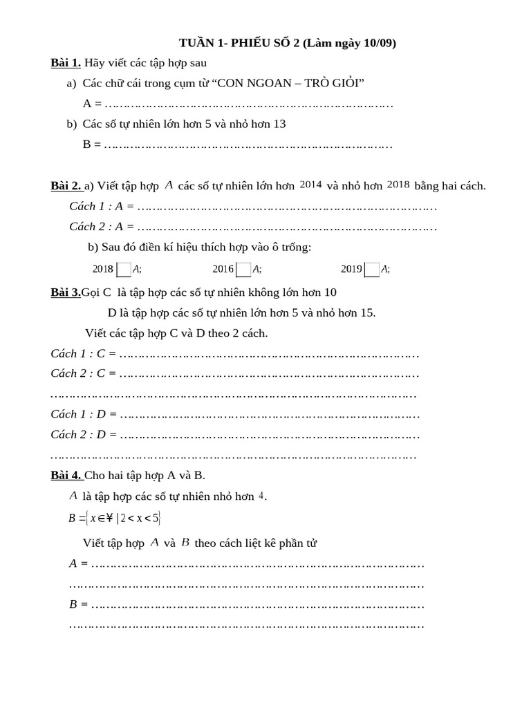 TUẦN 1. Phiếu 2 | PDF